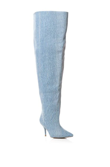The Captain Thigh High Denim Boot – Spoiled Boutique